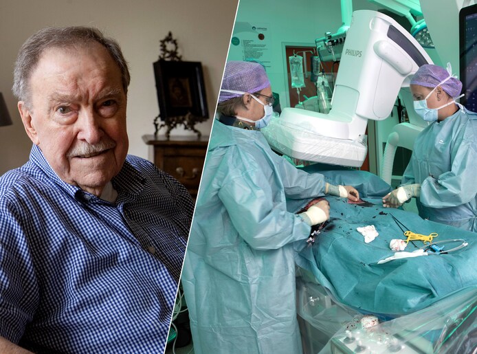 91-jarige Ad ziet ‘live’ hoe artsen Catharina zijn nieuwe hartklep inbrengen: ‘Zijn jullie nu al ...