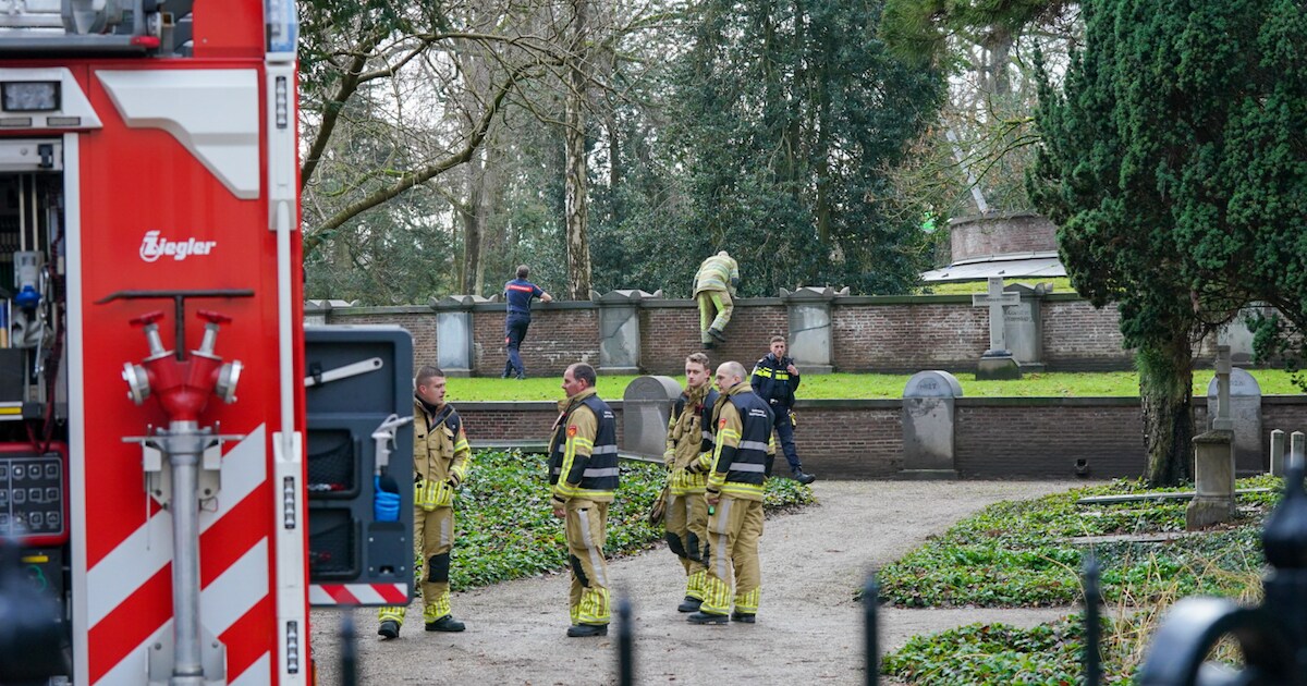 Vrouw valt in metersdiepe put op begraafplaats en wordt gered door brandweer | Binnenland | ED.nl