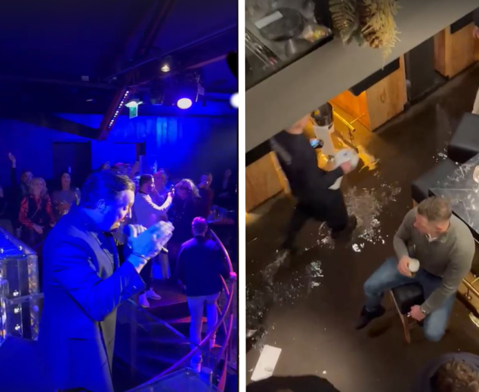 Tino Martin moet show abrupt afbreken als golf water het café in ...