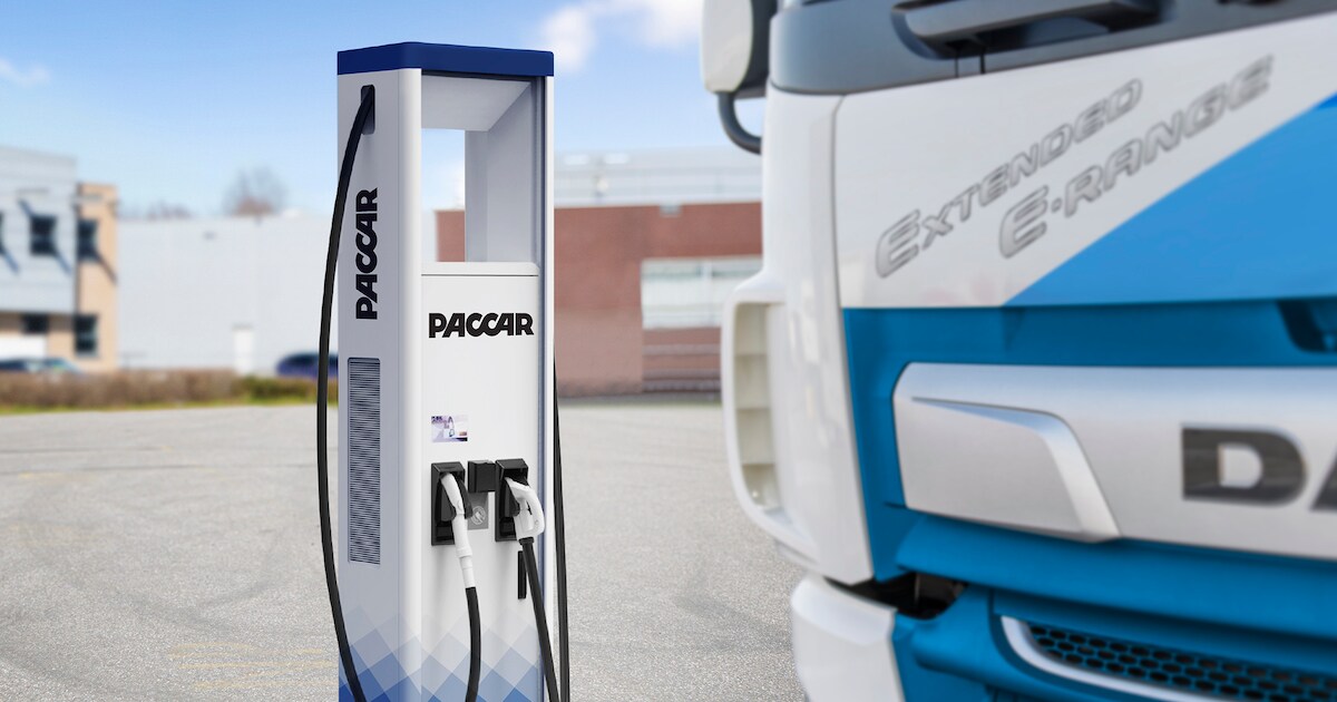Elektrische DAF-truck kan aan Paccar-oplader, geproduceerd door Heliox ...