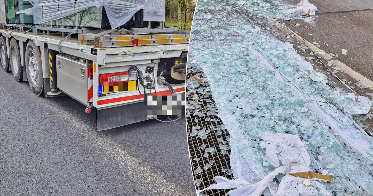 Chauffeur verliest meerdere glasplaten op N397 bij Eersel: liggen in ...