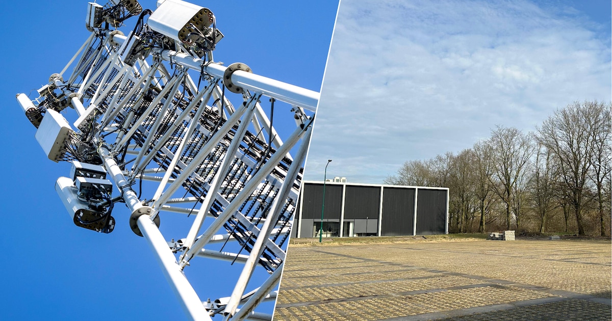 Vlak naast hun gloednieuwe showroom komt deze 40 meter hoge zendmast ...