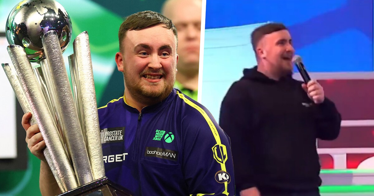 Jarige wereldkampioen Luke Littler (18) steelt de show in tv-programma ...