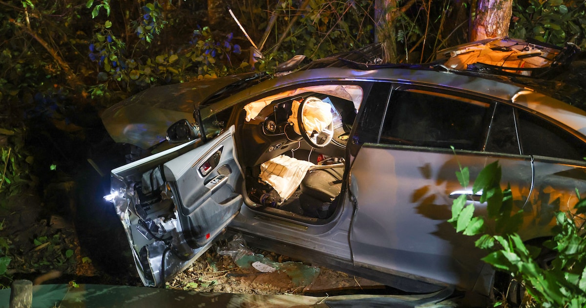 Bestuurder zwaargewond na crash tegen boom in Oirschot, auto total loss ...