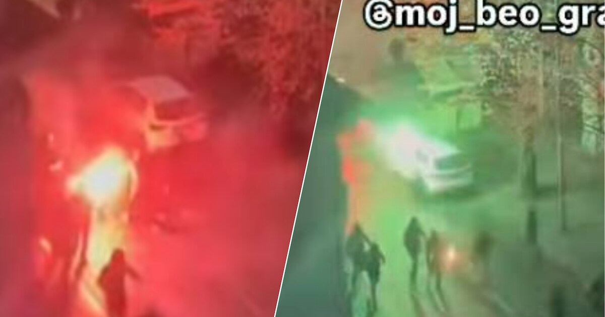 Schermutselingen tussen Rode Ster-supporters en PSV-aanhangers ...