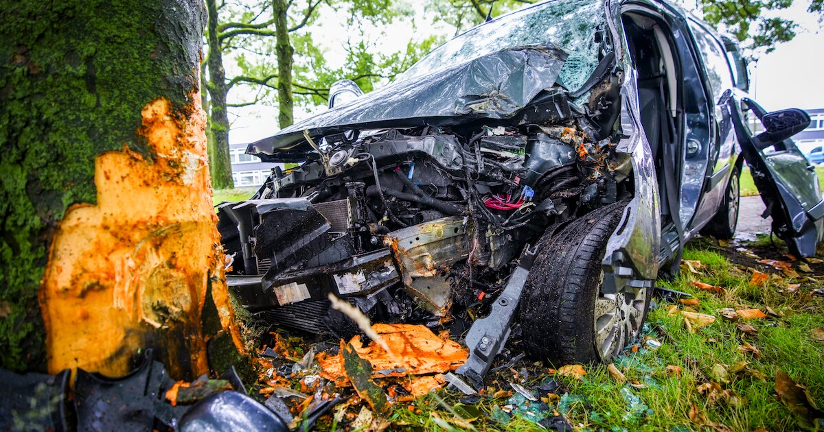 Twee inzittenden bekneld bij botsing tegen boom in Helmond, gewond naar ziekenhuis | Helmond | ed.nl